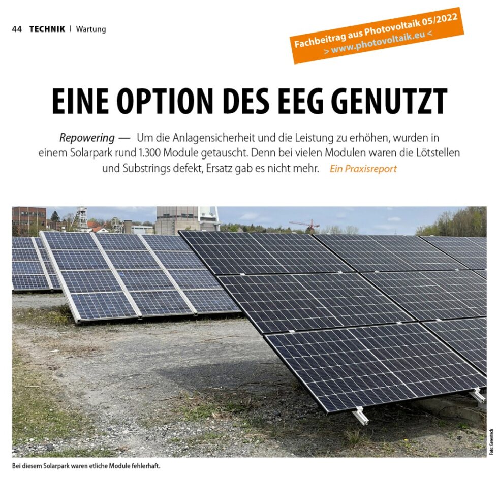 Rentables Repowering für gewerbliche Photovoltaik PV-Anlagen